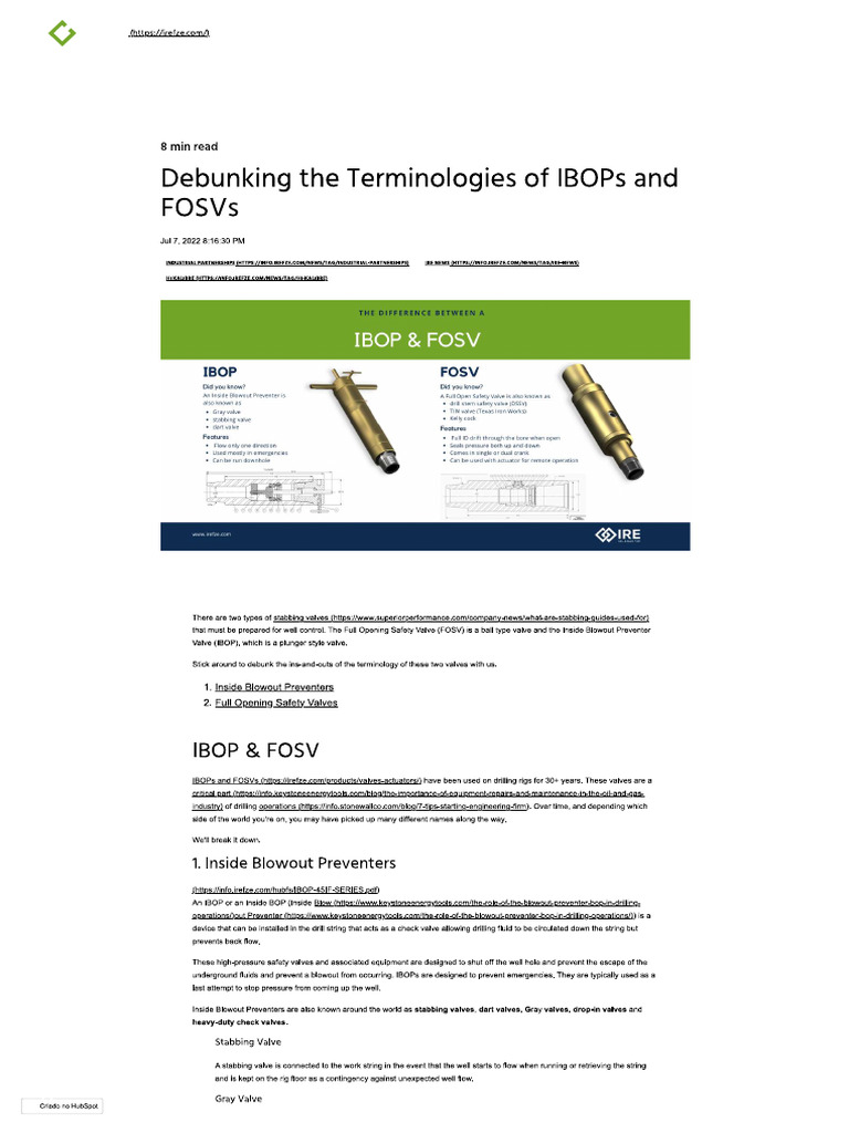 TIW Valve e IBOP | PDF