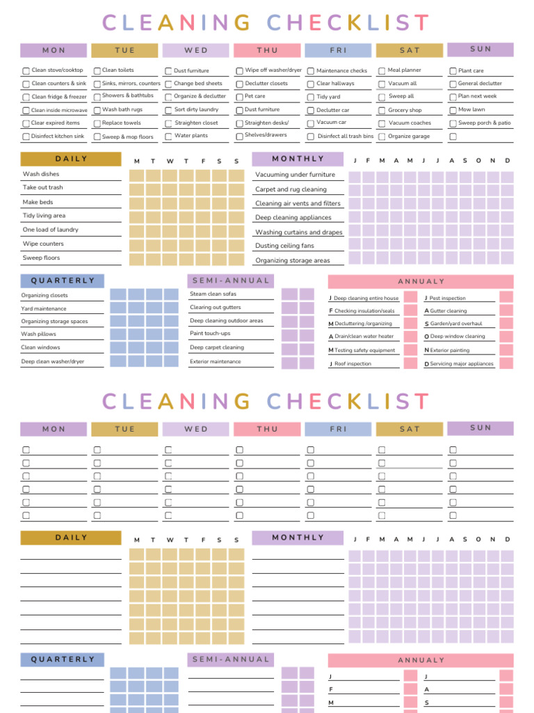 Comprehensive Cleaning Checklist | PDF | Vacuum Cleaner | Manufactured ...