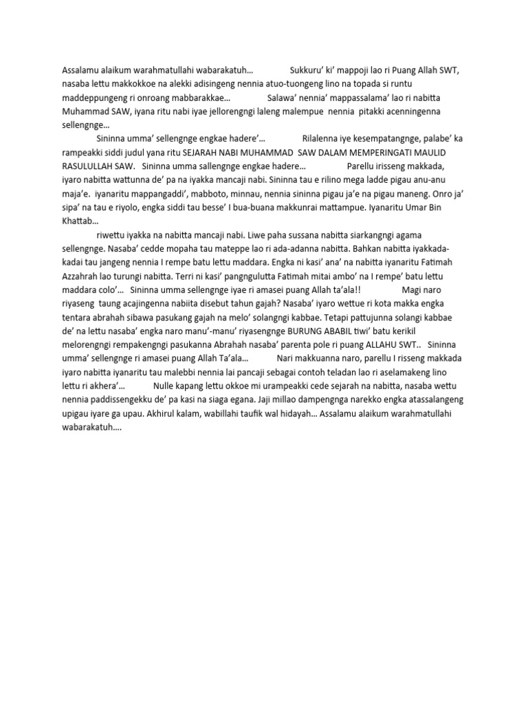 Contoh Pidato BHS Bugis | PDF