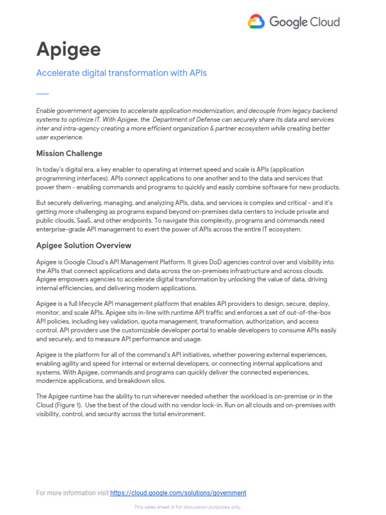 Apigee Solution Brief For DoD | PDF | Cloud Computing | Computer Science