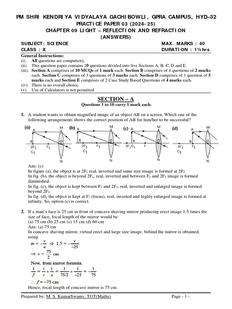 Science Class X Chapter 09 Light E28093 Reflection and Refraction ...