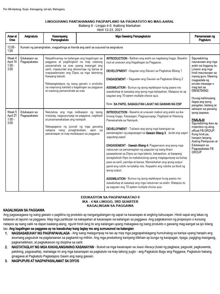 Edited Q3 ESP WHLP With ACTIVITY WEEK 6-8 | PDF