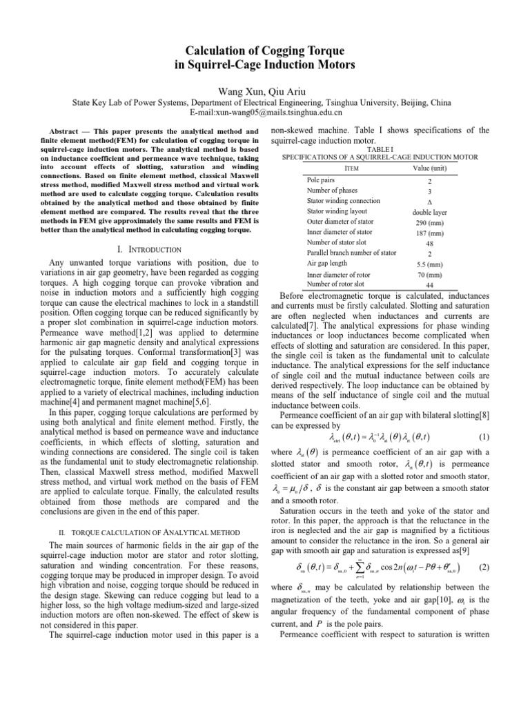 Calculation of Cogging Torque | PDF | Inductance | Electromagnetic ...