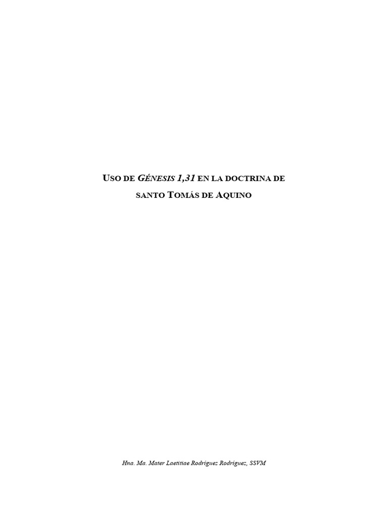 Uso de Gen 1, 31 en La Doctrina de Santo Tomás de Aquino - Rodríguez ...