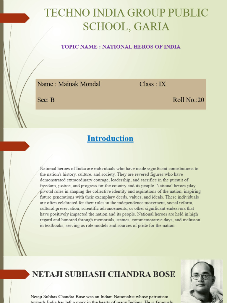 National Heroes of India | PDF | Mahatma Gandhi | Indian Independence ...