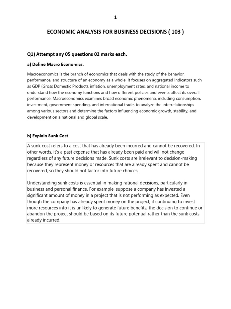 Economic Analysis for Business Decisions | PDF | Demand | Macroeconomics