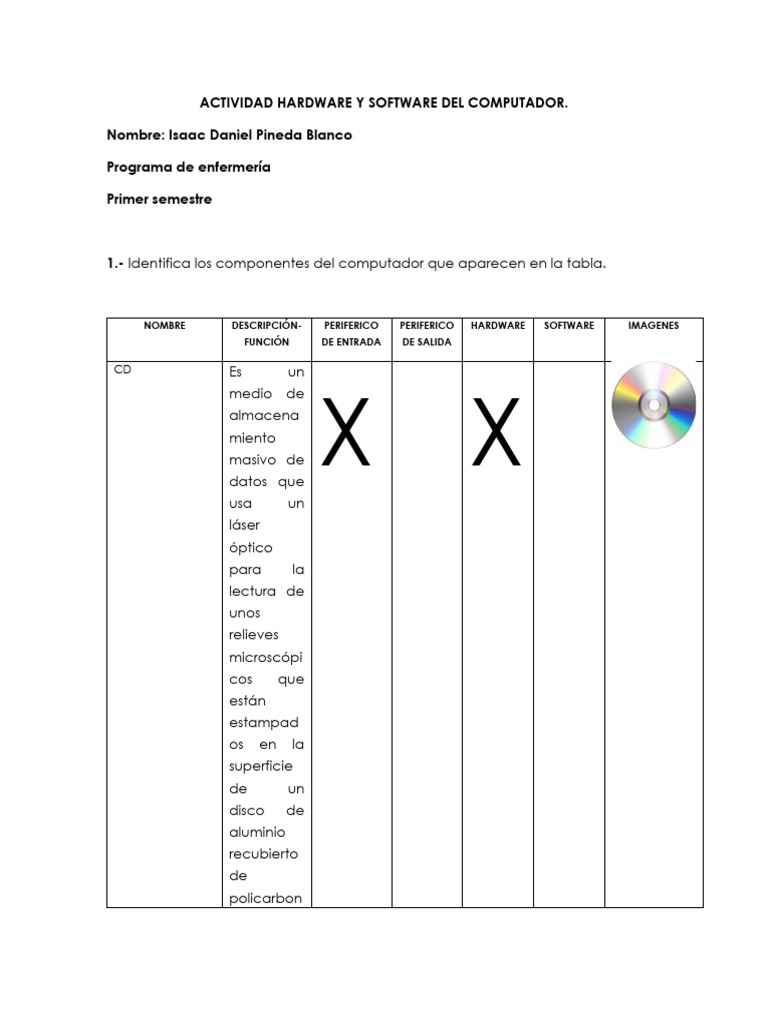 Actividad Hardware y Software Del Computador | PDF | Hardware de la computadora | Periférico