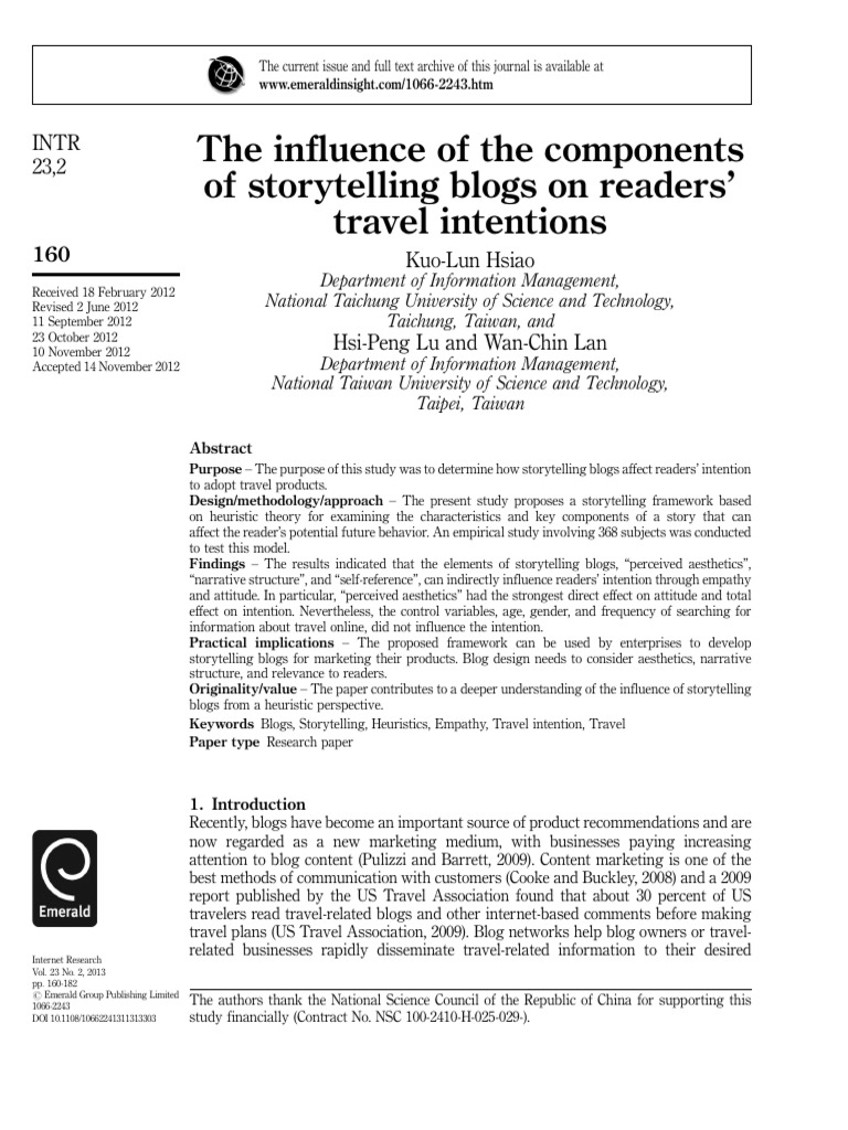 The Influence of The Components of Storytelling Blogs On Readers ...