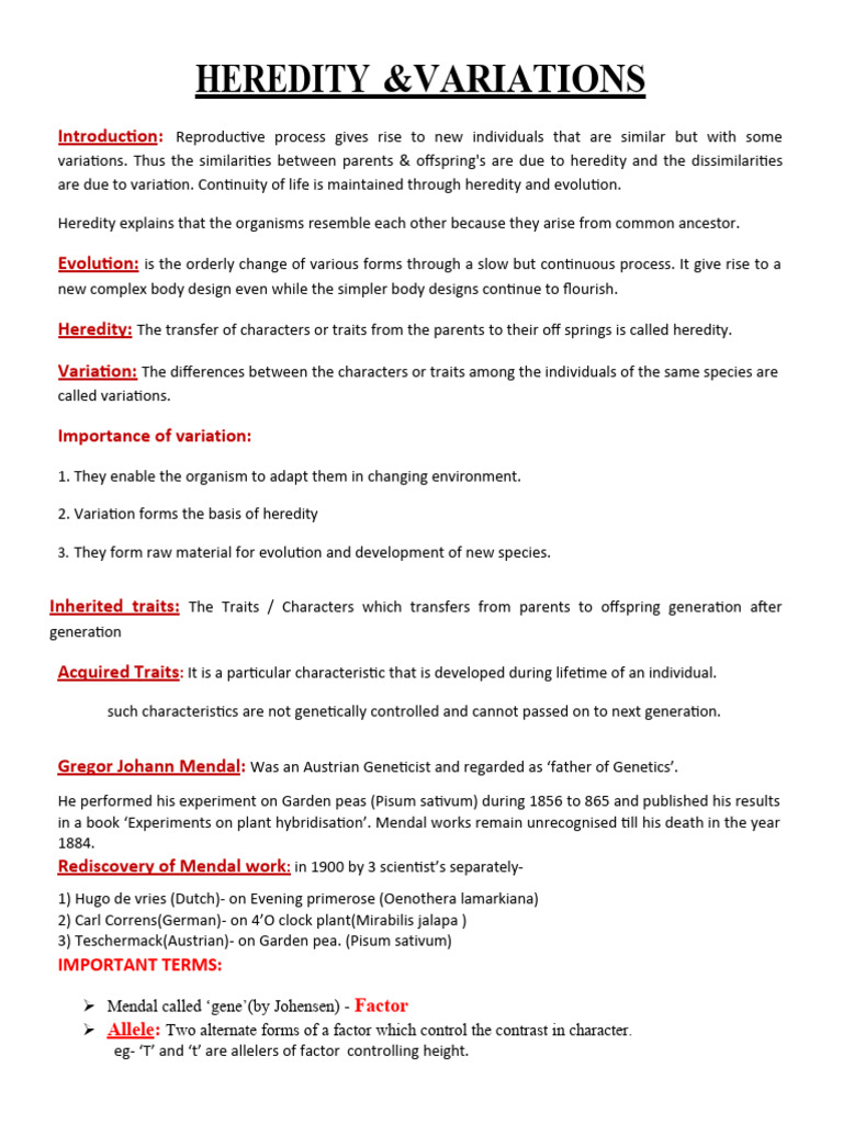 Science 10 Heredity and Variations Reviewer 1 | PDF | Dominance ...