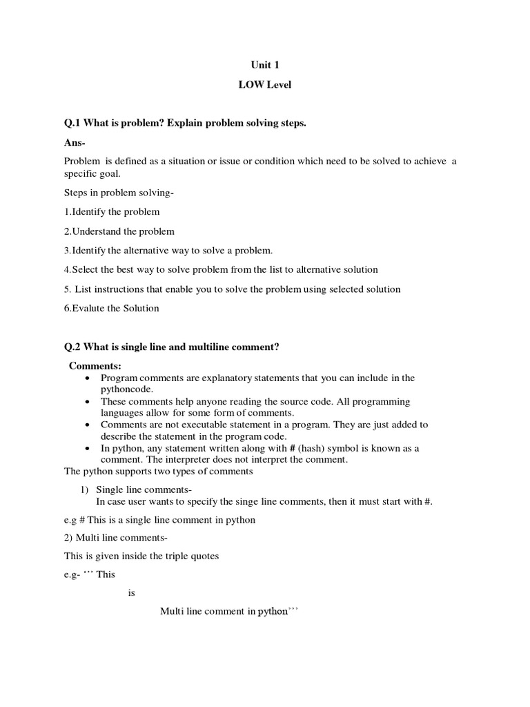 PPS Unit 1 & 2 QB With Solution | PDF | Control Flow | Programming