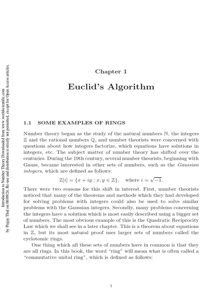 Introduction to Rings & Euclid's Algorithm | PDF | Number Theory | Numbers