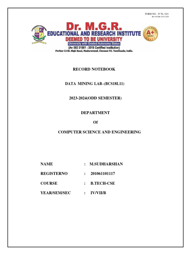 Data Mining Lab Manual | PDF | Cluster Analysis | Graphical User Interfaces