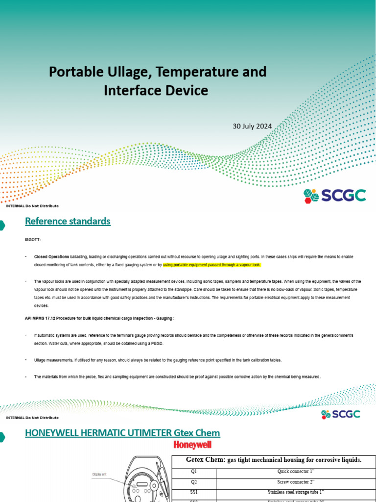 Portable Ullage, Temperature and Interface Device: 30 July 2024 | PDF ...