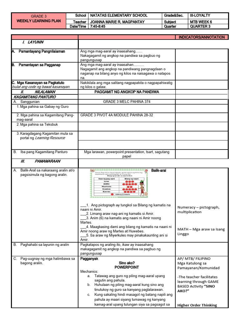 Q3 MTB Pandiwa Week 6 | PDF