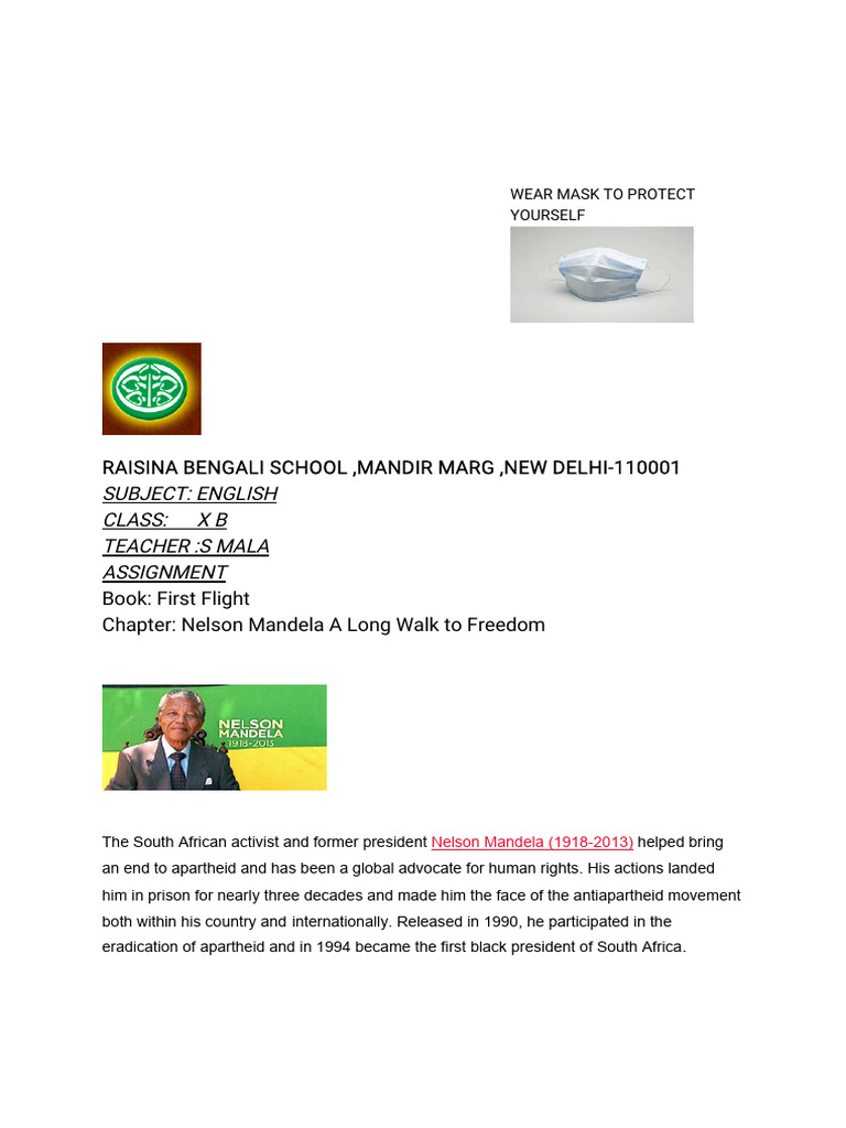 Nelson Mandela Chapter Assignment Guide | PDF