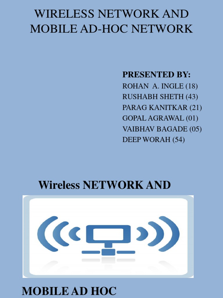 Wireless Network and Mobile Ad-Hoc Network: Presented by | PDF | Wi Fi ...