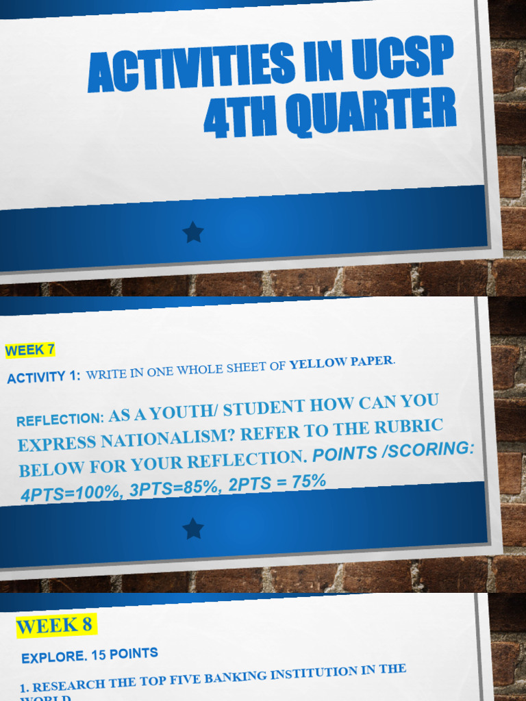 Activities in UCSP 4th Quarter | PDF