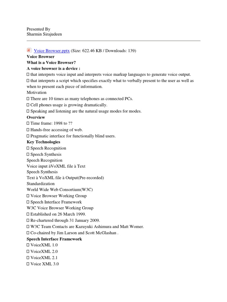 Voice Browsers | PDF | Speech Synthesis | Human–Computer Interaction