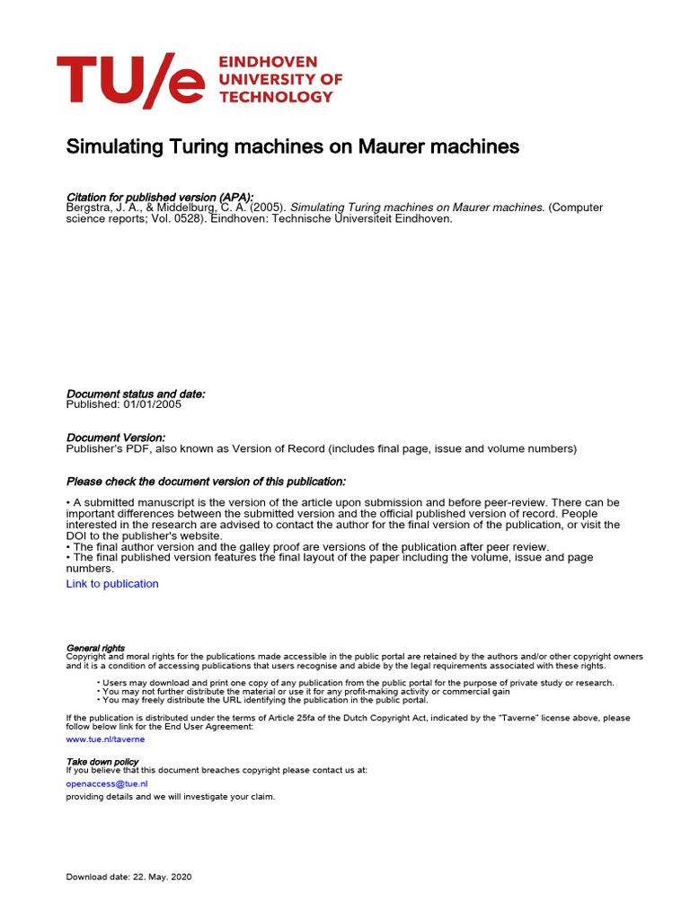 Simulating Turing Machines On Maurer Mac Pdf Mathematical Concepts