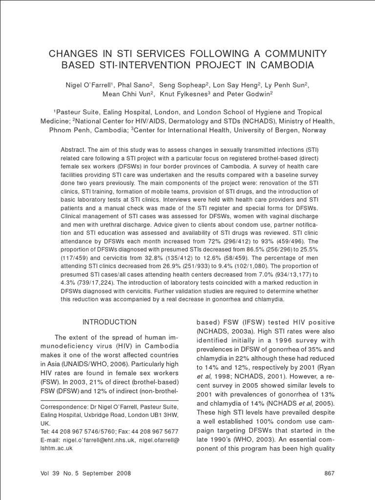Changes in STI Services Following A Comm | PDF | Sexually Transmitted ...