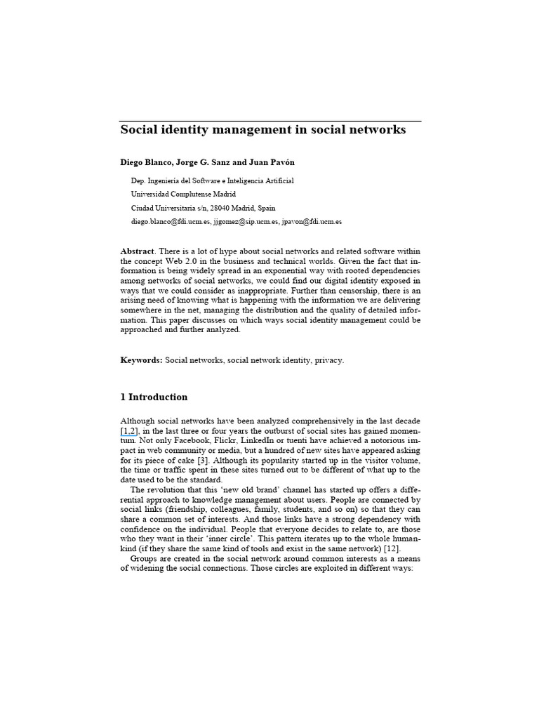 Social Identity Management in Social Net | PDF | Information