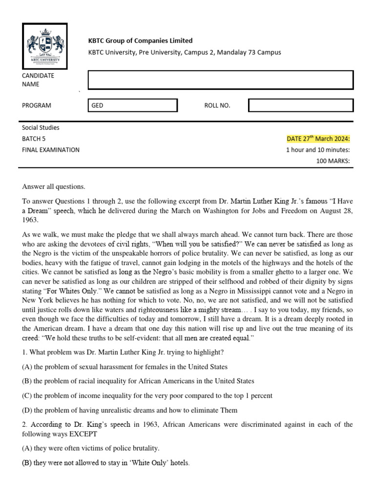 27-3-24 Social Studies Paper I | PDF | Presidents Of The United States ...