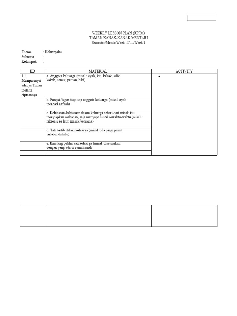 RPM & RPH Template | PDF