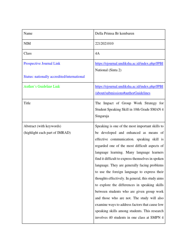 4A - 2212021010 - Della Primsa BR Kembaren - Draft Article | PDF ...