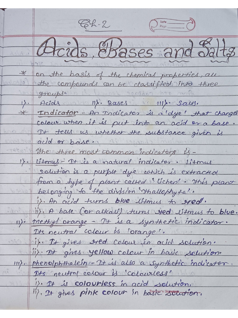 Acid and Base Class 10 | PDF
