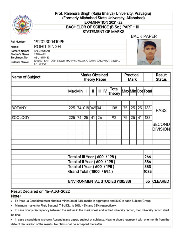 BSC Result | PDF | Qualifications | Vocational Education