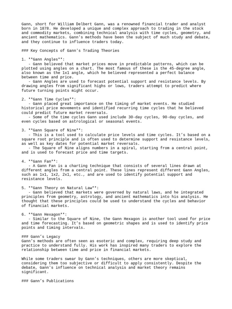 William Delbert Gann | PDF | Technical Analysis | Financial Markets