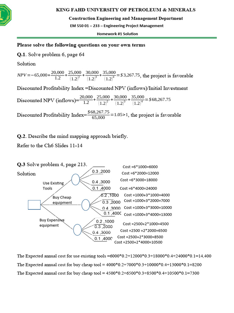 Homework#1 - Solution | PDF | Net Present Value | Corporations