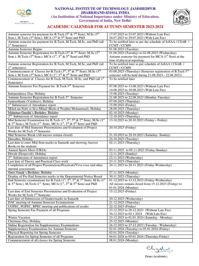 Academic Calender 2023-2024 | PDF | Academic Term | Academia