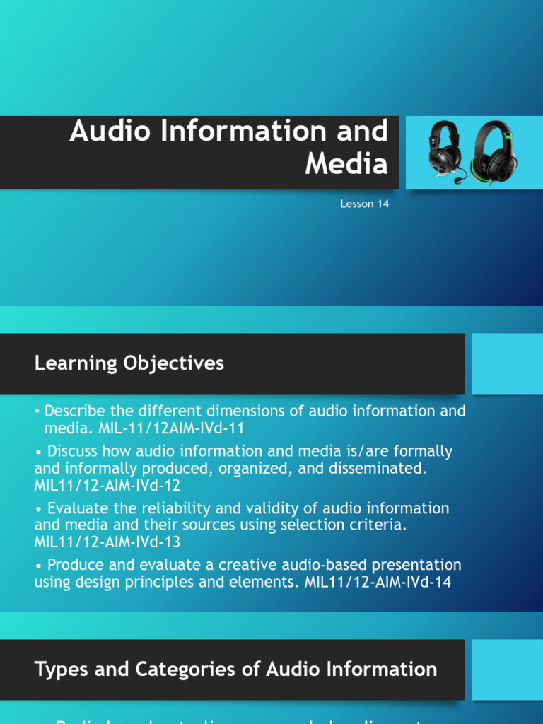 MIL Lesson 14 | PDF | Data Compression | Digital Audio