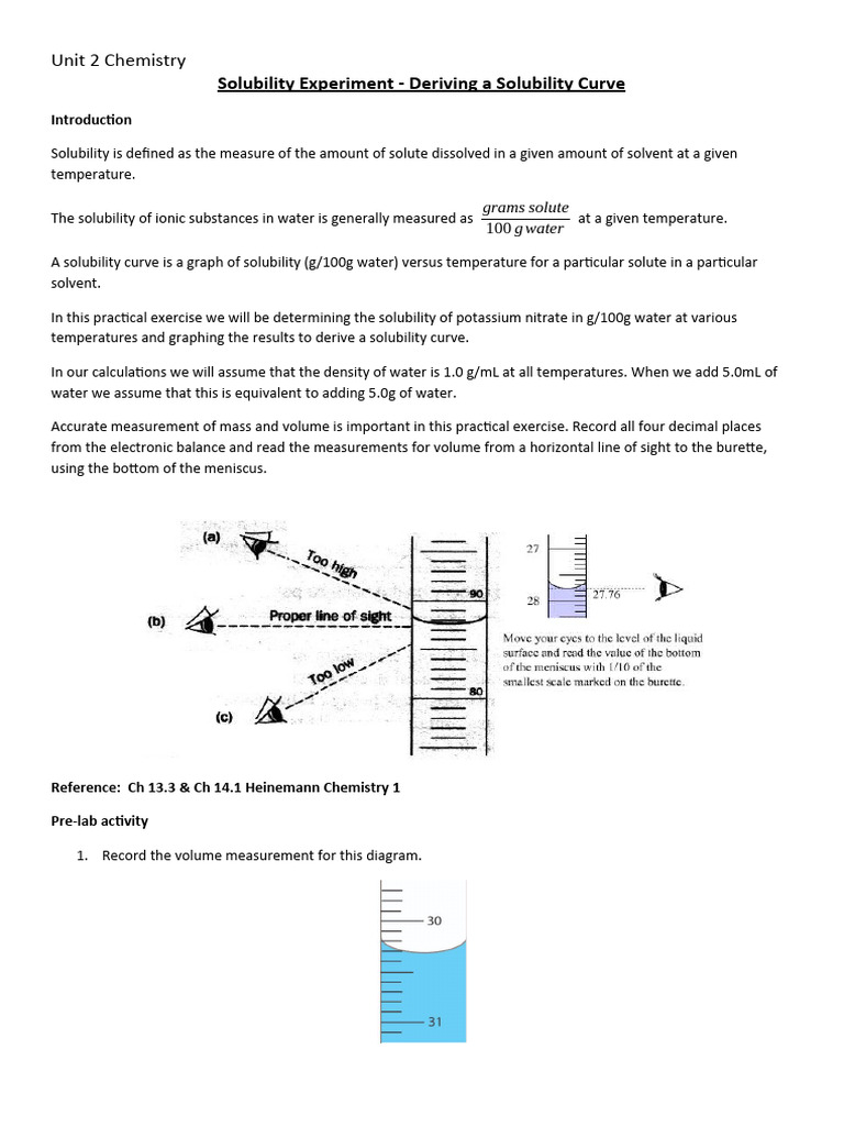 Prac 1 - Solubility Curve For Potassium Nitrate | PDF | Solubility | Water