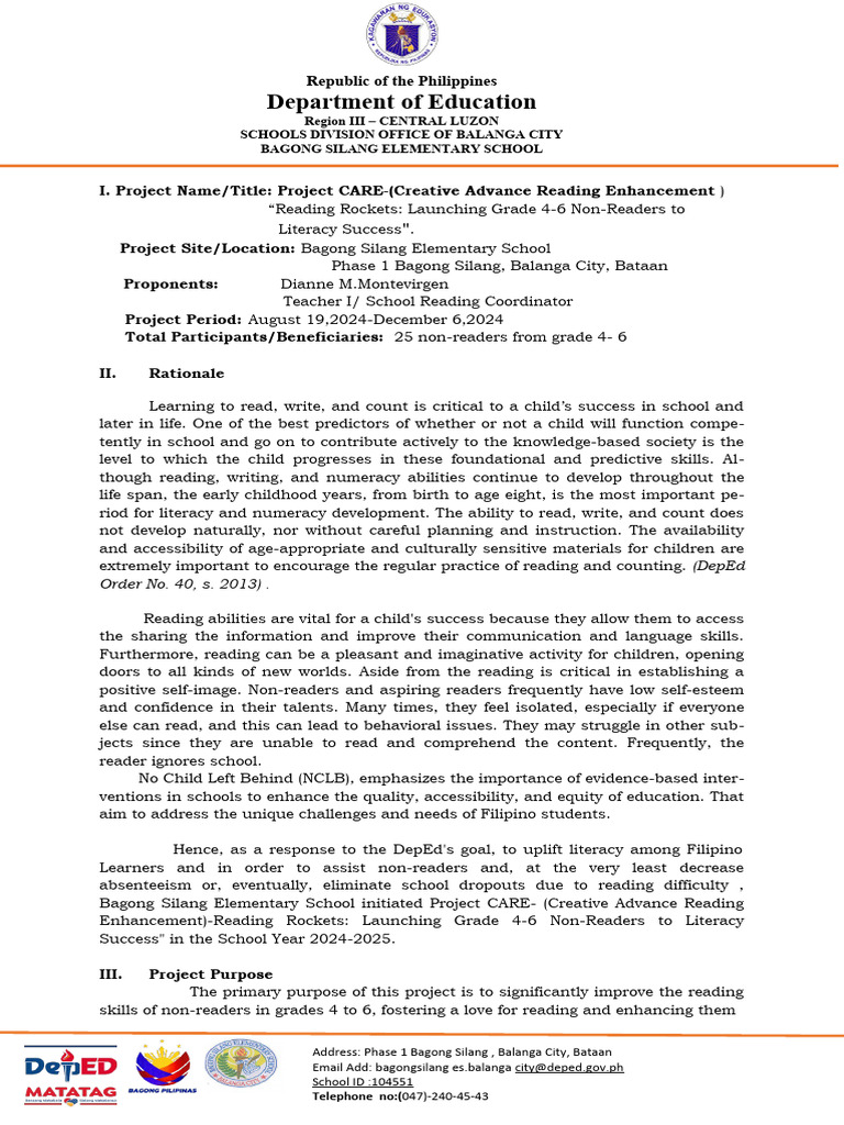 Reading Intervention Proposal Sy 2024 | PDF | Phonics | Literacy