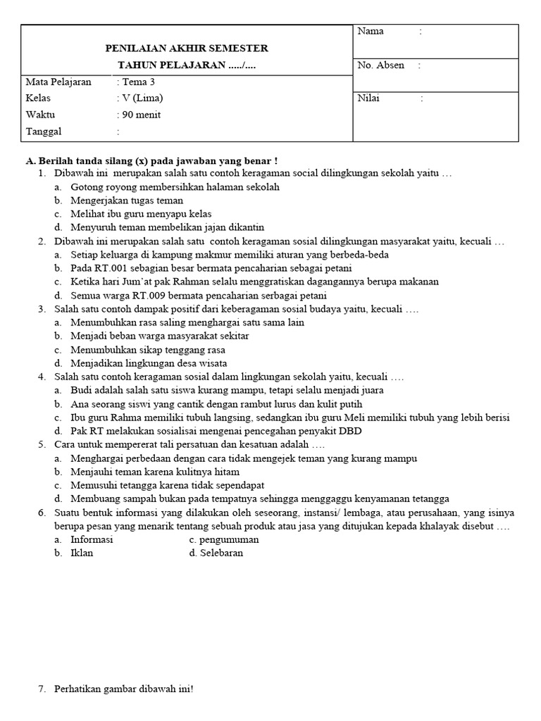 Soal PAS TEMA 3 KELAS 5 | PDF