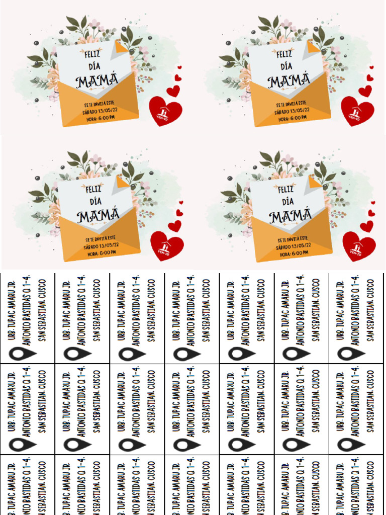 Tarjetas Del Dia De La Madre Pdf