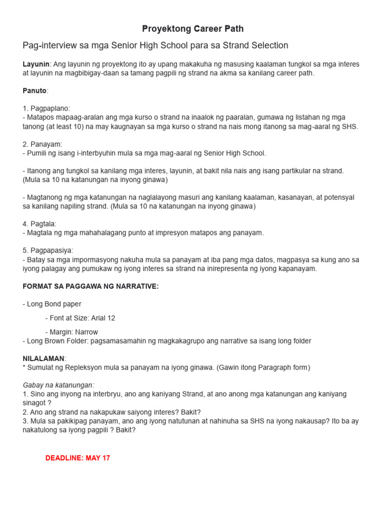 Proyektong Career Path ESP 9 | PDF