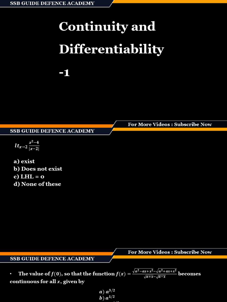 Continuity and Differentiability Problems | PDF | Calculus ...