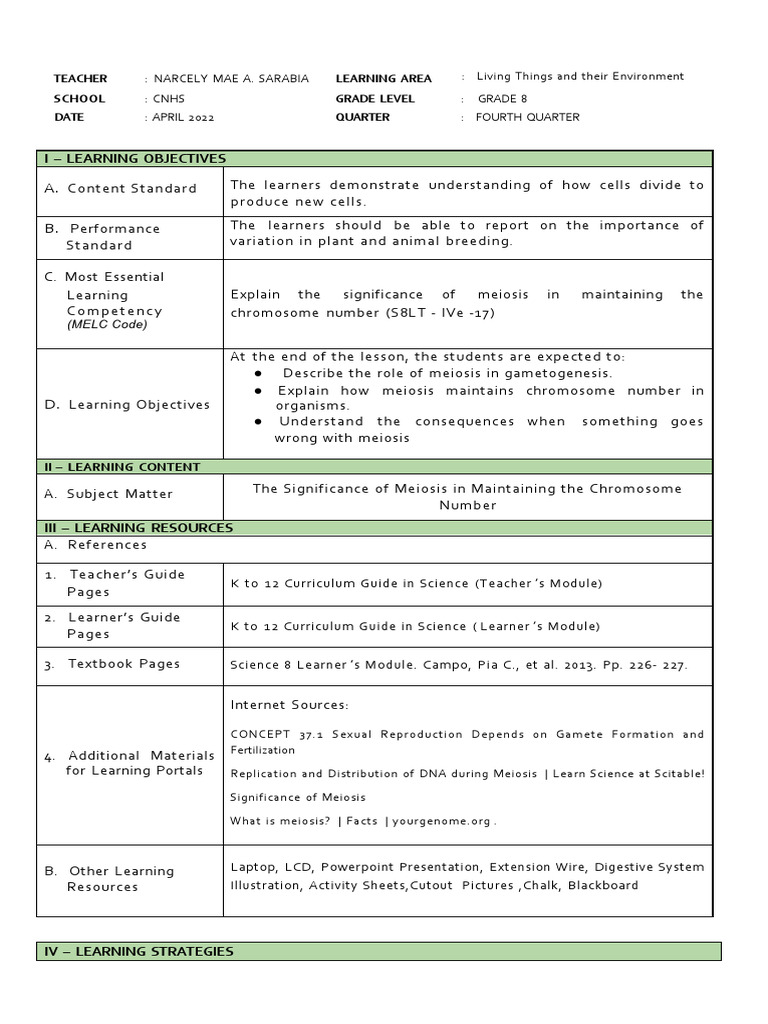 M2 Lesson2 - SignificanceOfMeiosisInMaintainingTheChromosomeNumber 2 | PDF | Ploidy | Meiosis