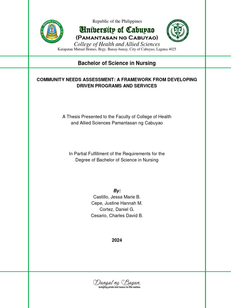 BSN Group 4 | PDF | Needs Assessment | Community