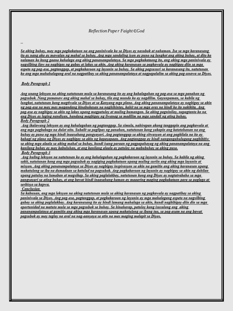 Reflection Paper Faight in God | PDF