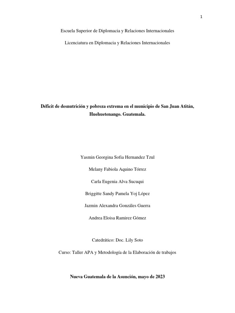 Desnutrición y pobreza en San Juan Atitán | PDF | Nutrición | Dieta y ...