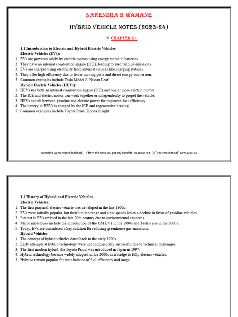 Narendra R Wamane HYBRID | PDF | Electric Vehicle | Hybrid Vehicle