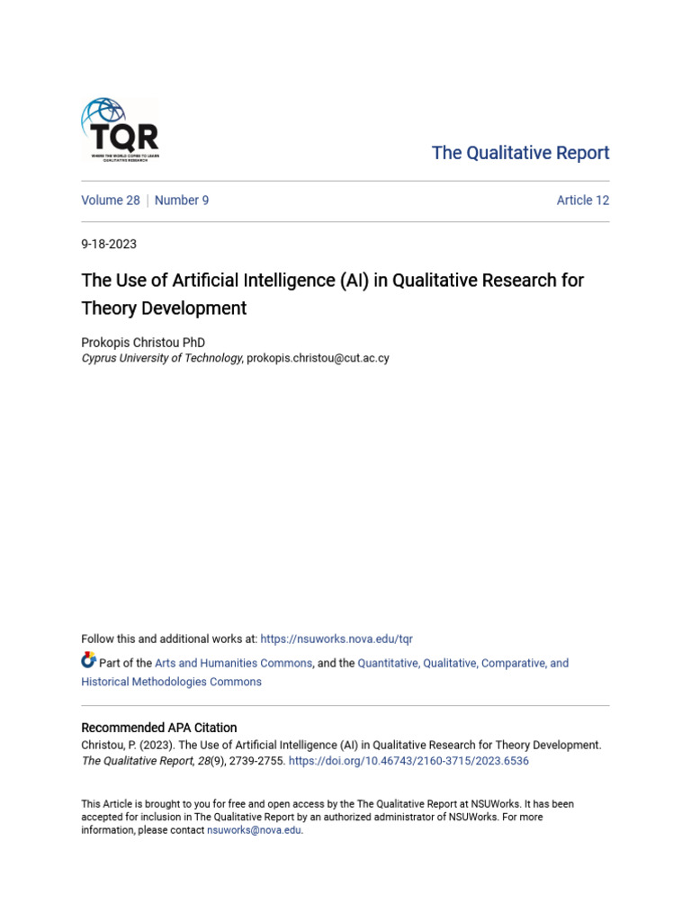 The Use of Artificial Intelligence (AI) in Qualitative Research f | PDF | Methodology ...