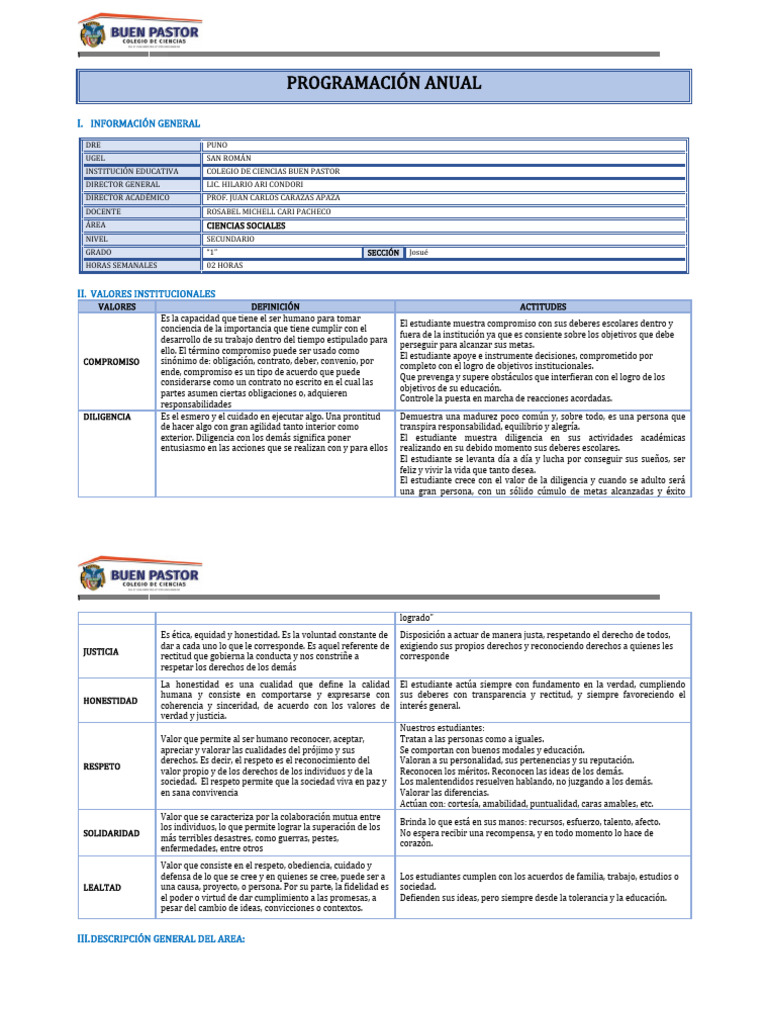 Programación Anual 1 Josue Historia | PDF | Justicia | Crimen y violencia
