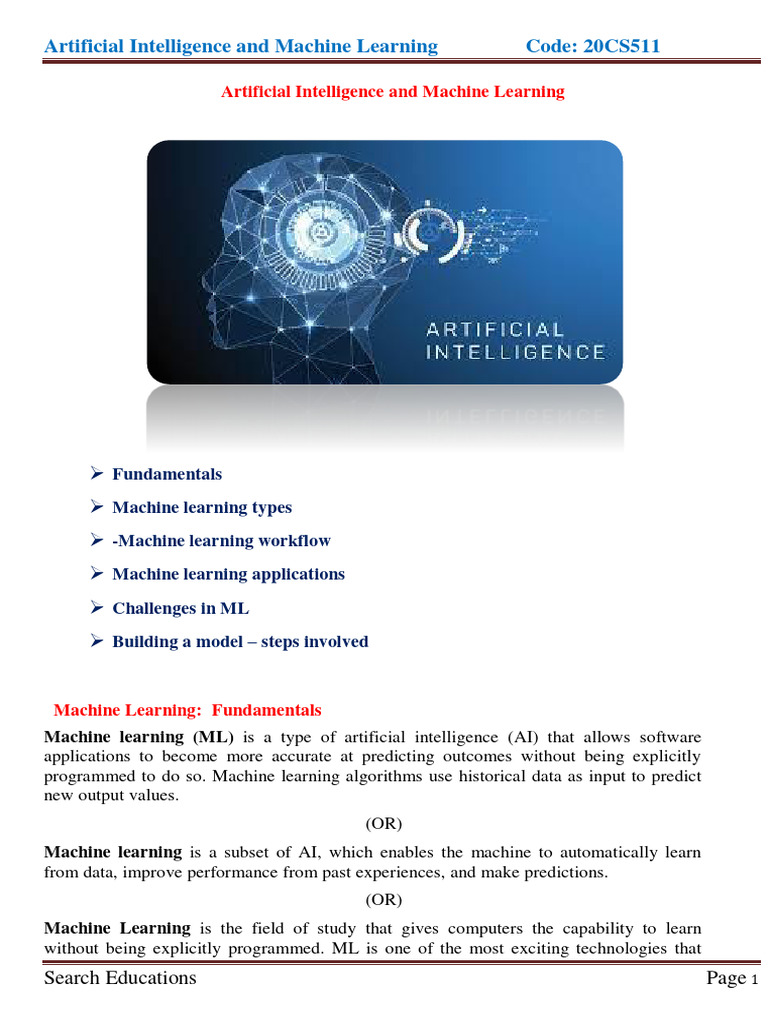 AI & ML WEEK-1 | PDF | Machine Learning | Artificial Intelligence