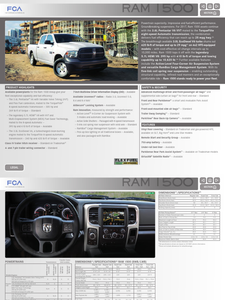 Ram 1500 Specifications PH | PDF | Motor Vehicle | Vehicles
