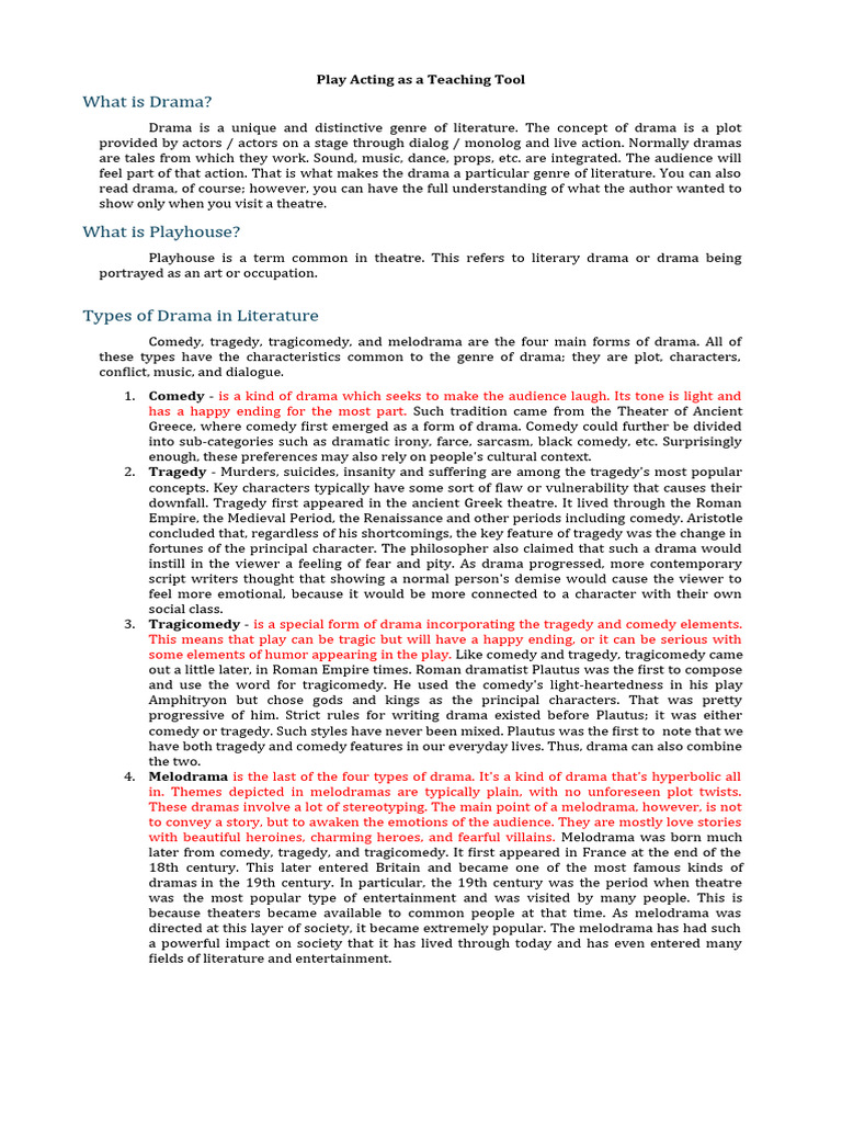 Understanding Drama and Its Types | PDF | Theatre | Tragedy